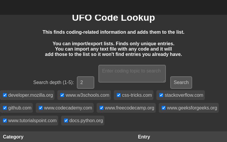UFO Code Lookup ― Perchance Generator