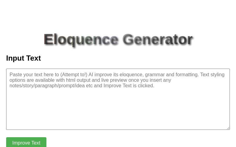 Eloquence Text Improver And Styler ― Perchance Generator
