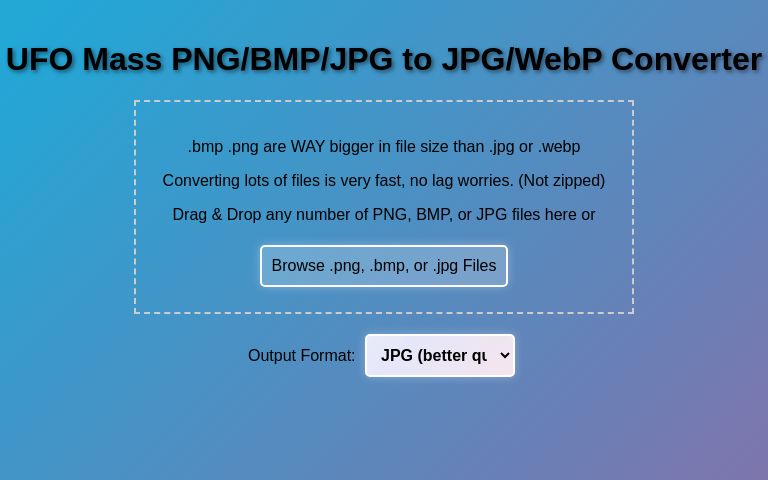 🛸 and 's Mass PNG/BMP/JPG to JPG/WebP Converter ― Perchance Generator