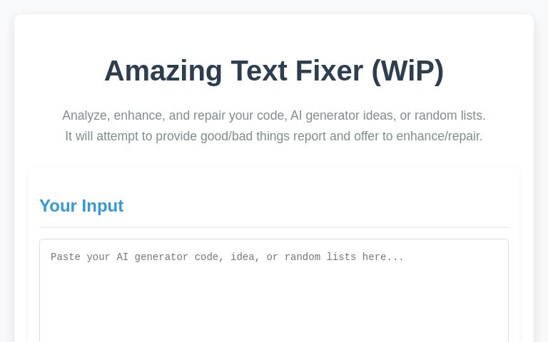 Amazing Text Fixer (WiP) ― Perchance Generator