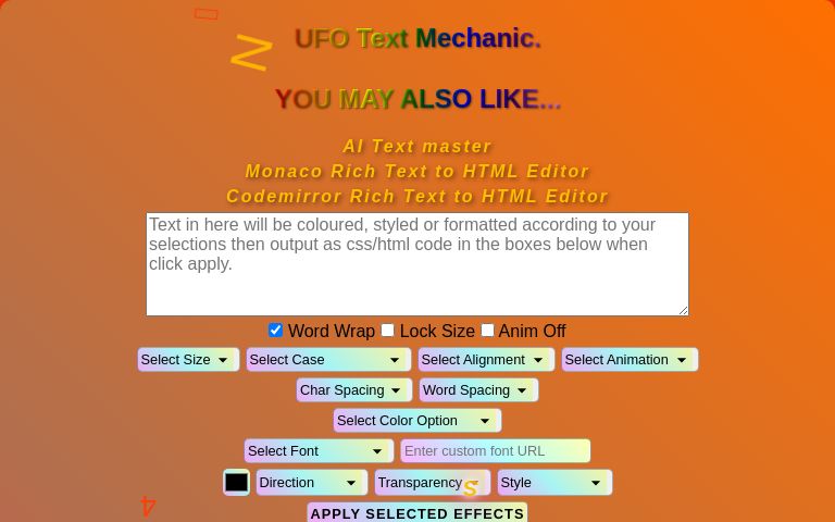 UFO Text Mechanic. ALSO VISIT ― Perchance Generator
