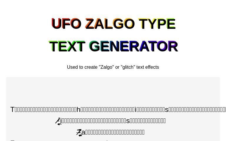 UFO ZALGO TEXT GENERATOR