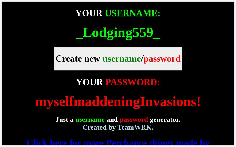 YOUR USERNAME: ― Perchance Generator