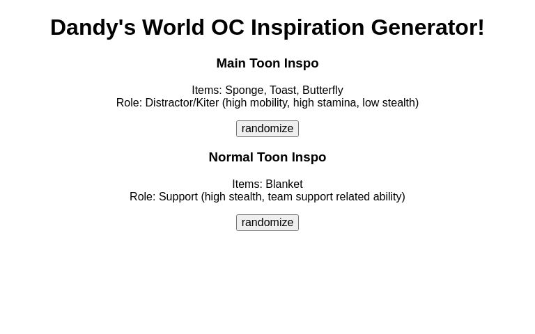 Dandy's World OC Inspiration Generator!