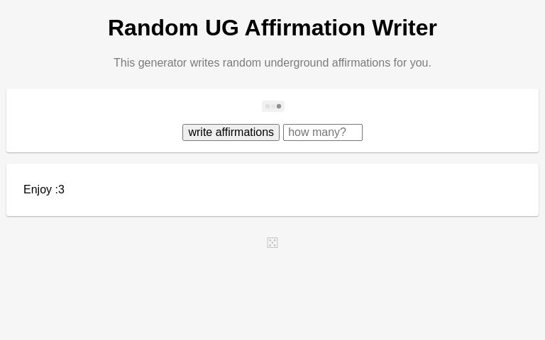 Random UG Affirmation Writer ― Perchance Generator