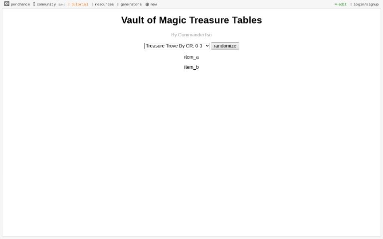 Vault of Magic Treasure Tables ― Perchance Generator
