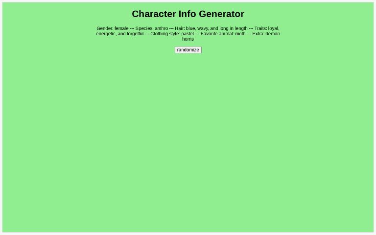 Character Info Generator