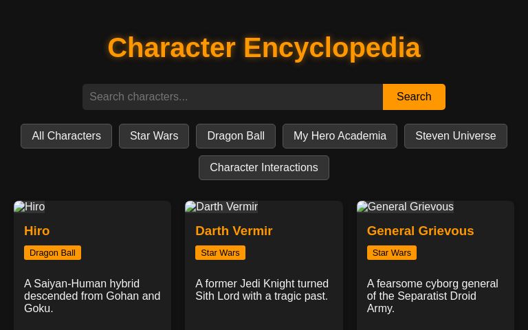 Character Encyclopedia ― Perchance Generator
