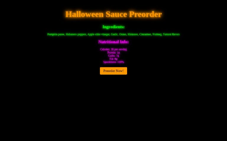 Halloween Sauce Preorder ― Perchance Generator