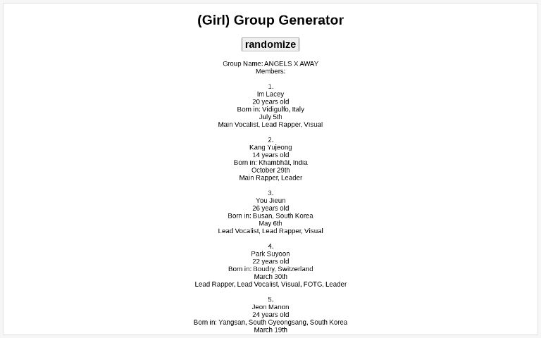 (Girl) Group Generator