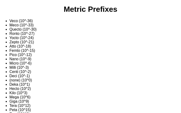 Metric Prefixes ― Perchance Generator