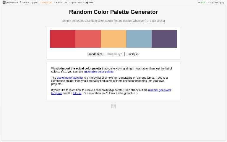 Random Color Palette Generator ― Perchance