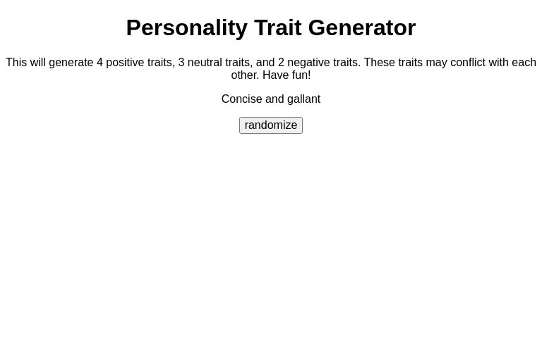 Personality Trait Generator