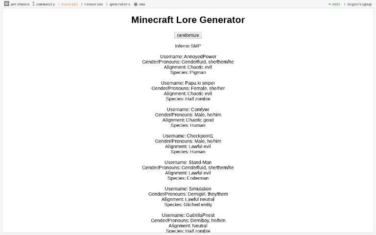 Minecraft Lore Generator