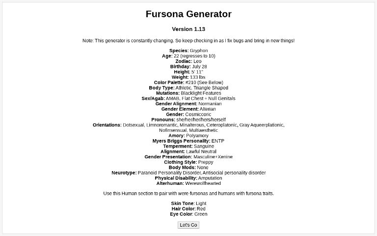 Fursona Generator