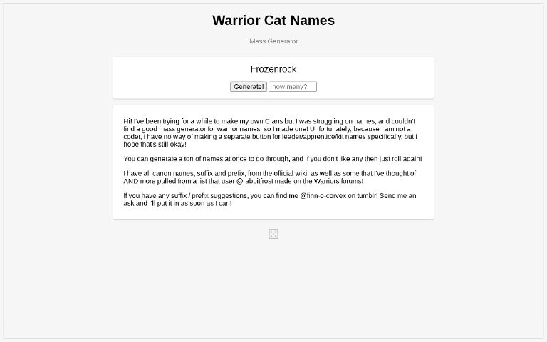 Warrior Cat Names ― Perchance Generator