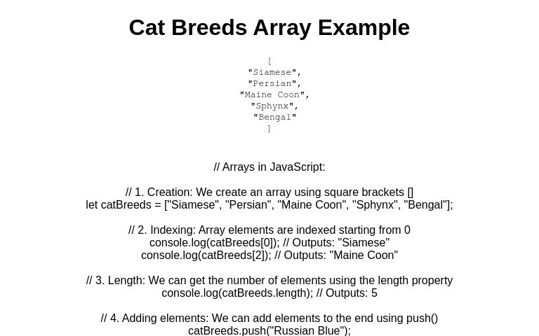 Cat Breeds Array Example ― Perchance Generator