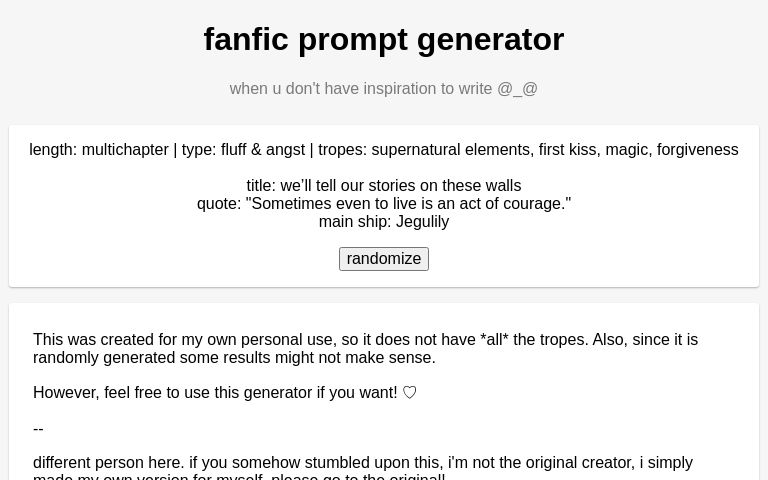 fanfic prompt generator