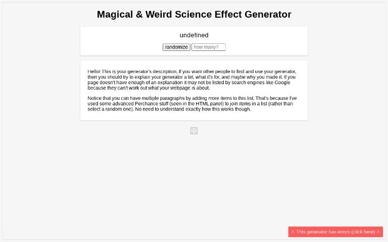 Magical & Weird Science Effect Generator
