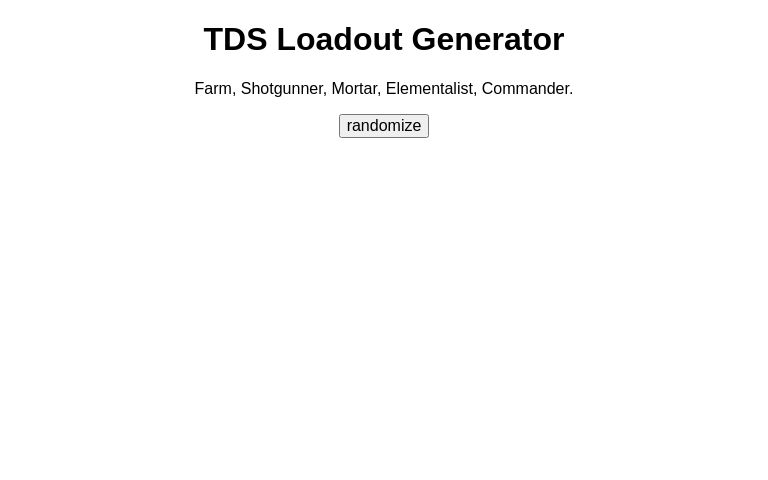 TDS Loadout Generator