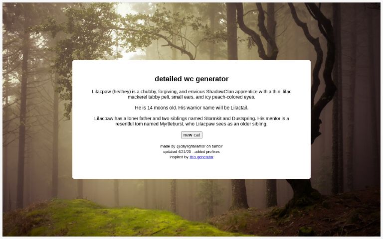 detailed wc generator