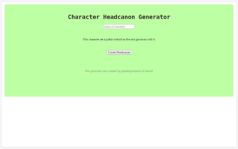 Character Headcanon Generator