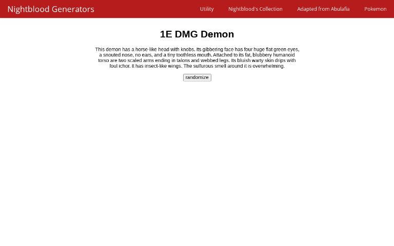 1E DMG Demon ― Perchance Generator