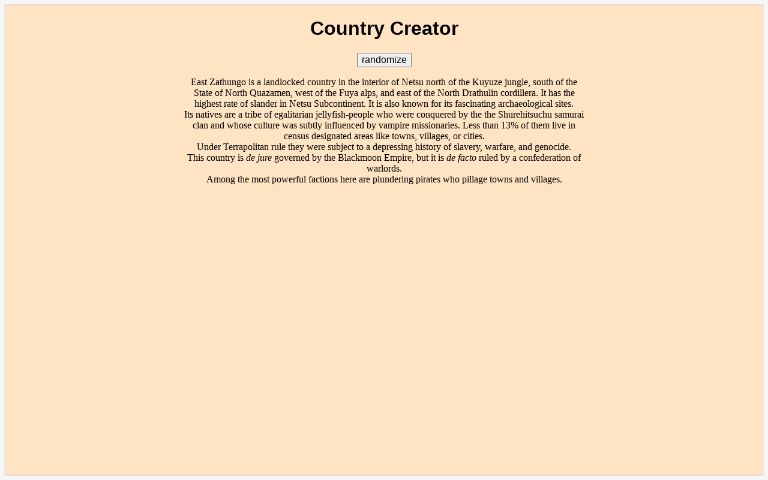 Country Creator ― Perchance Generator