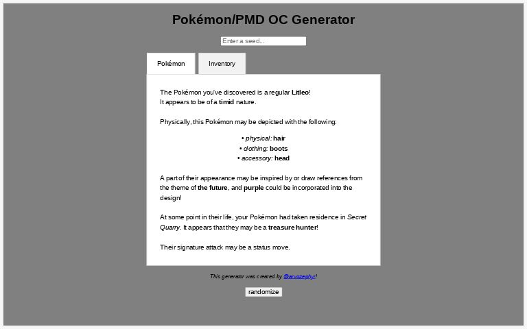 Pokémon/PMD OC Generator