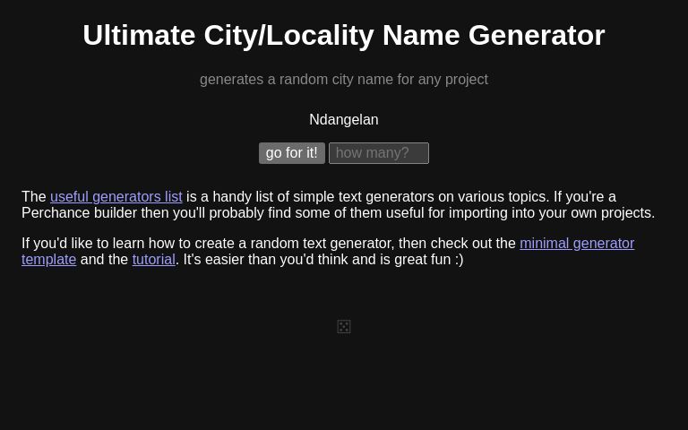 Ultimate City/Locality Name Generator