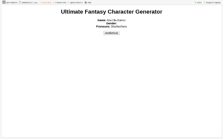 Ultimate Fantasy Character Generator