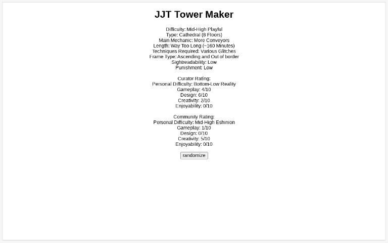 JJT Tower Maker ― Perchance Generator