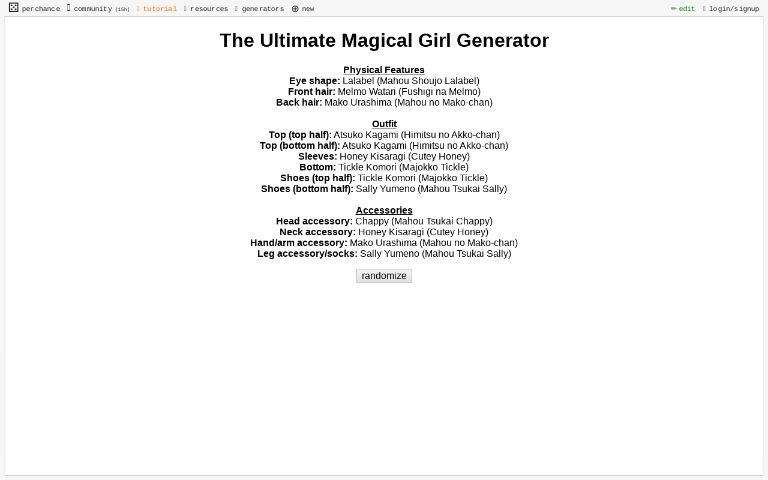 The Ultimate Magical Girl Generator
