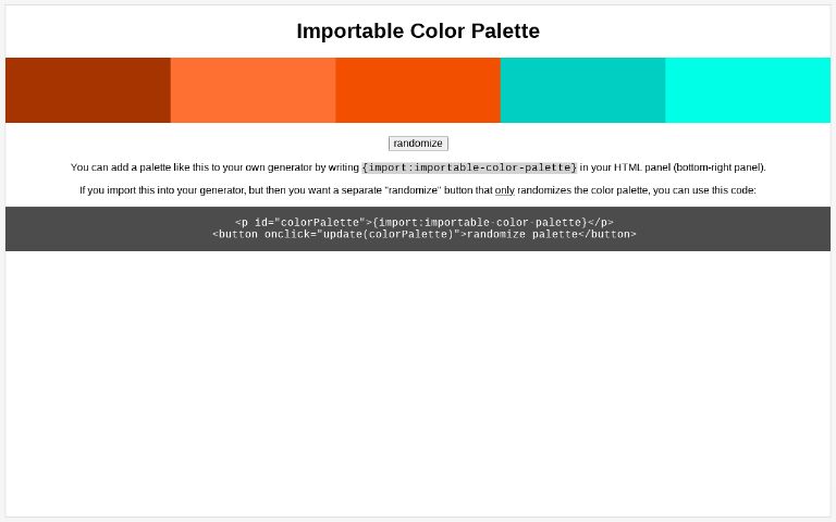 Importable Color Palette ― Perchance Generator