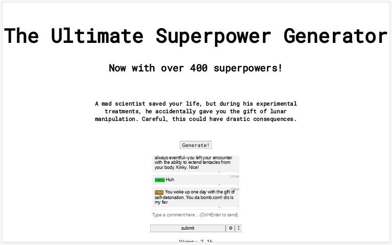The Ultimate Superpower Generator Now with over 400 superpowers!