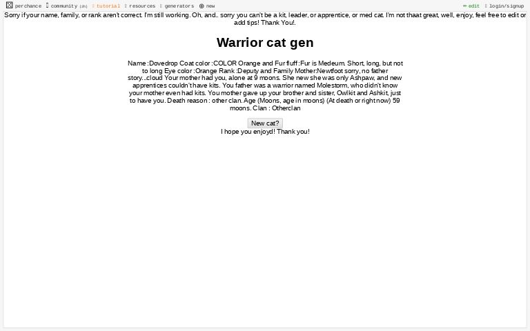 Warrior cat gen