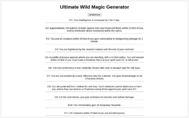 Ultimate Wild Magic Generator