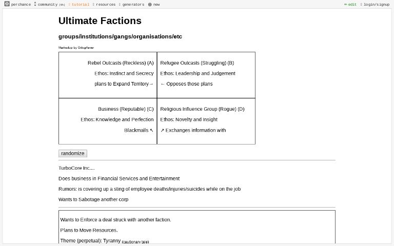 Ultimate Factions ― Perchance Generator