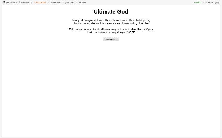 Ultimate God ― Perchance Generator