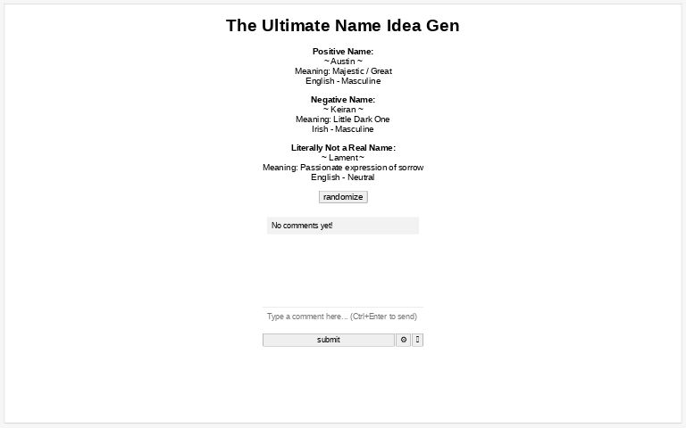 The Ultimate Name Idea Gen ― Perchance Generator