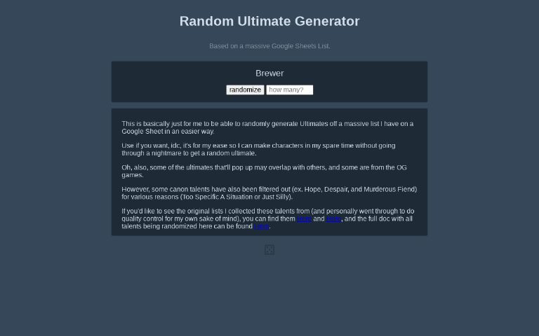 Random Ultimate Generator