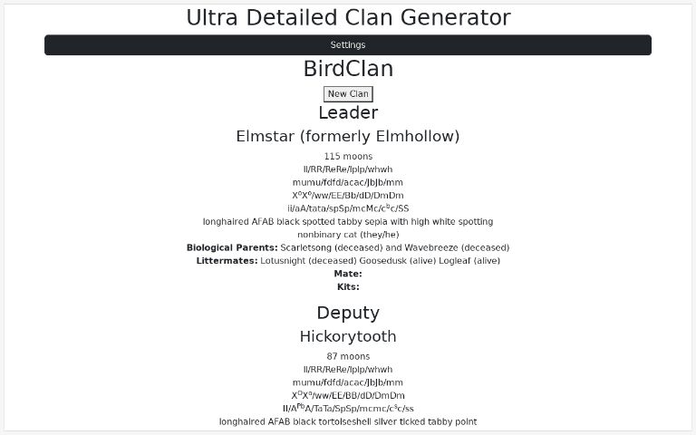 Ultra Detailed Clan Generator
