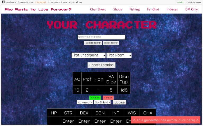 YOUR CHARACTER ― Perchance Generator