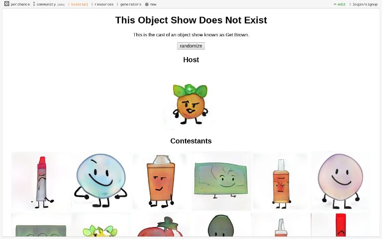 This Object Show Does Not Exist ― Perchance Generator