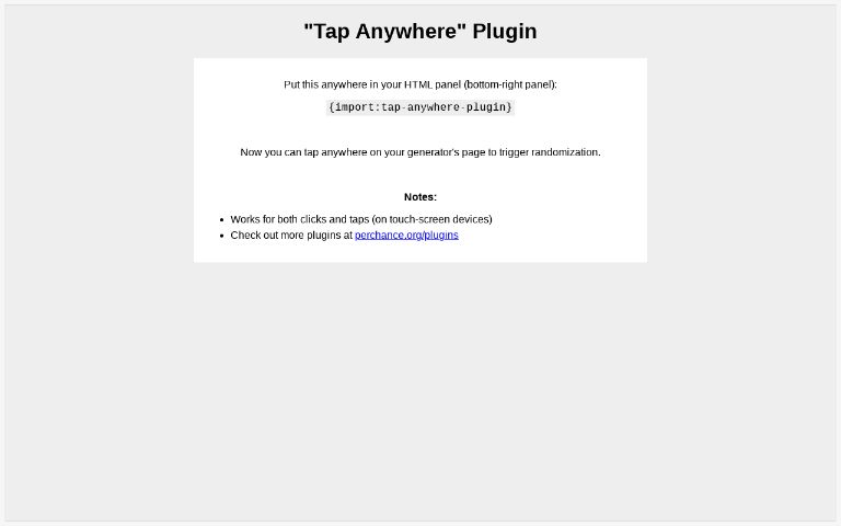 "Tap Anywhere" Plugin