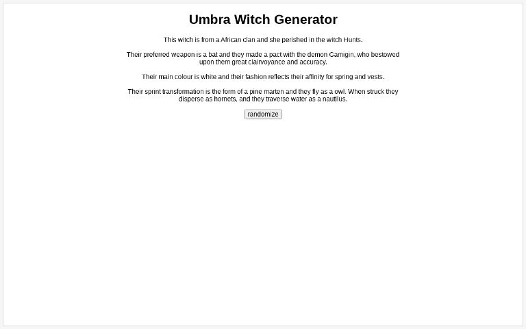 Umbra Witch Generator