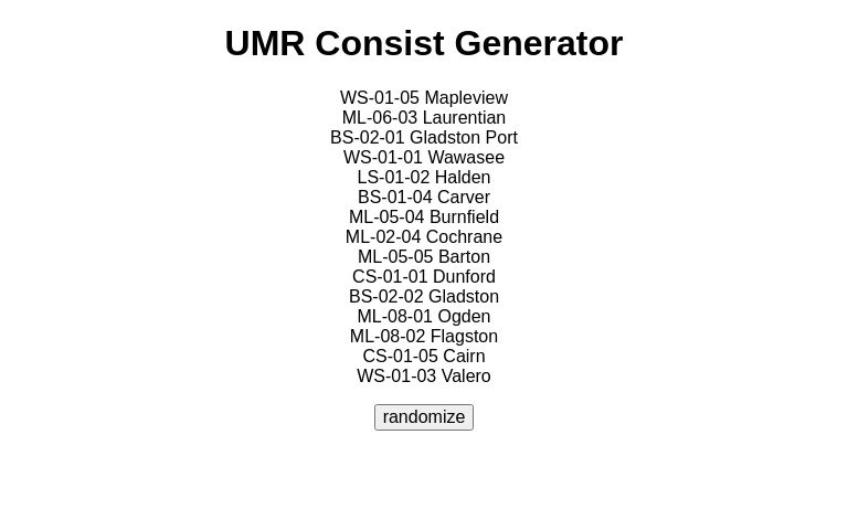 UMR Consist Generator