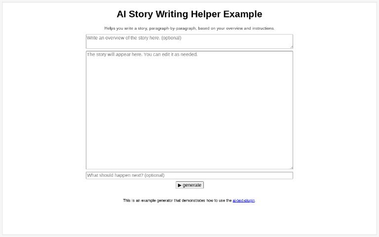 AI Story Writing Helper Example ― Perchance Generator