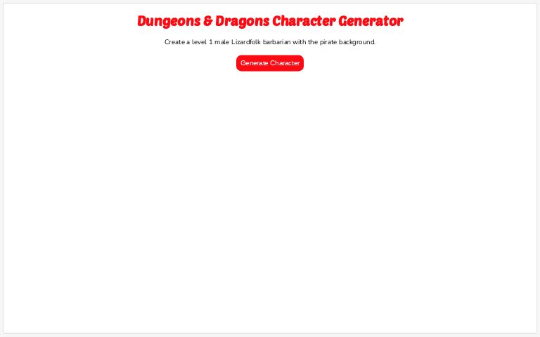 Dungeons & Dragons Character Generator