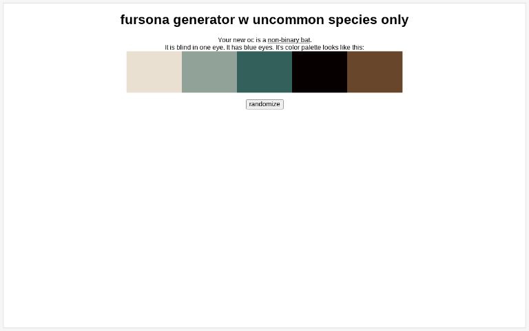 fursona generator w uncommon species only